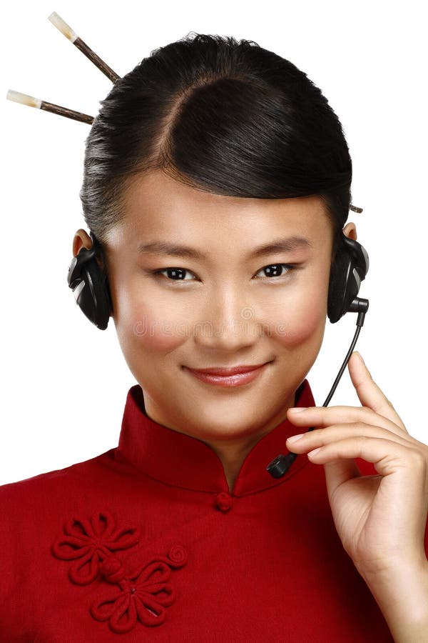 Happy Smiling Female Asian Customer Service Operator Stock Photo ...