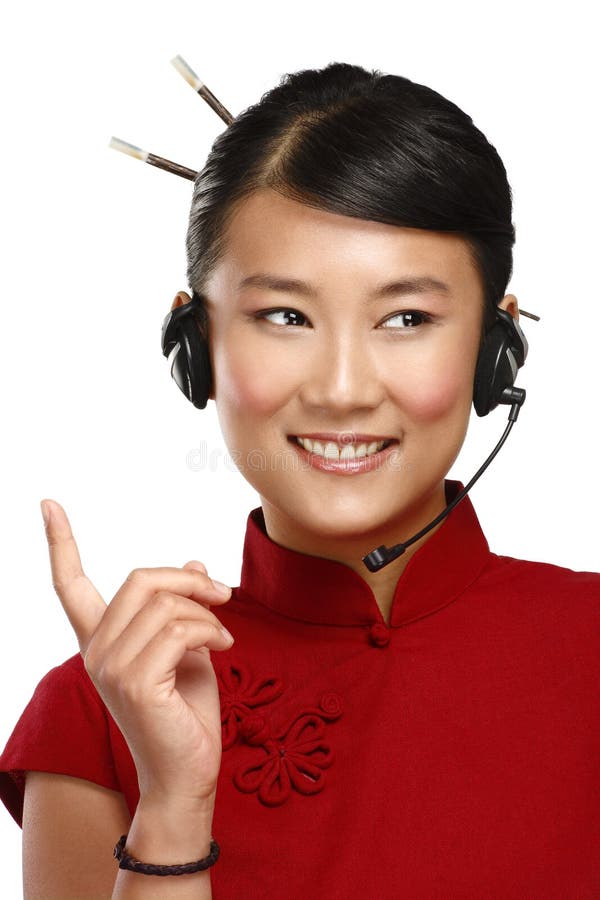 Happy Smiling Female Asian Customer Service Operator Stock Photo ...