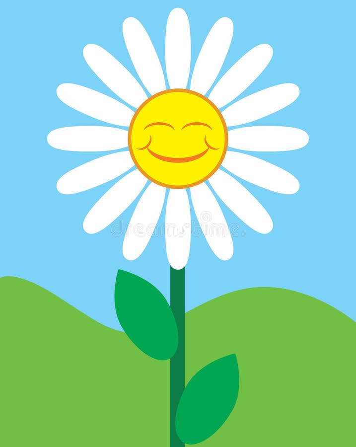 Happy Grinning Cartoon Daisy Stock Vector - Illustration of positive ...