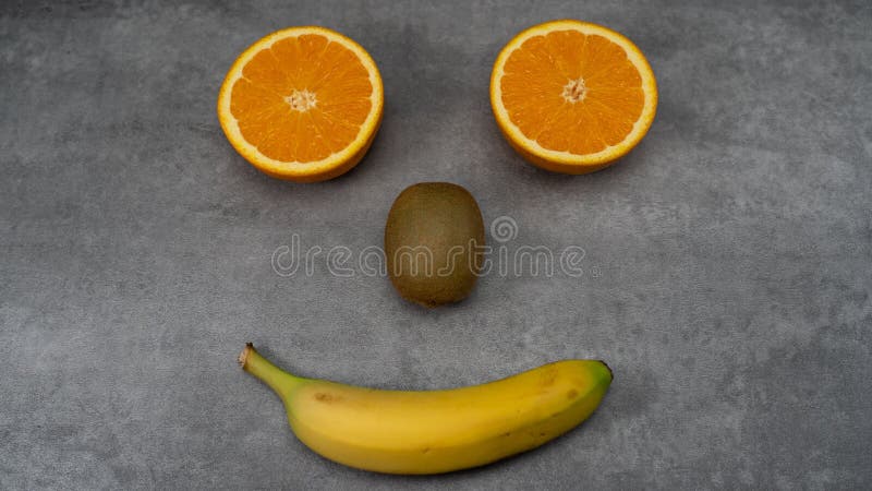 Happy Smiling Fruit Face on Stone Background Stock Image - Image of ...