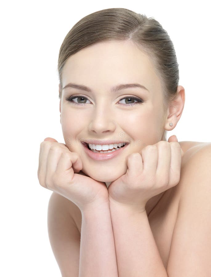 Happy Smiling Girl with Pretty Face Stock Photo - Image of white, pure ...