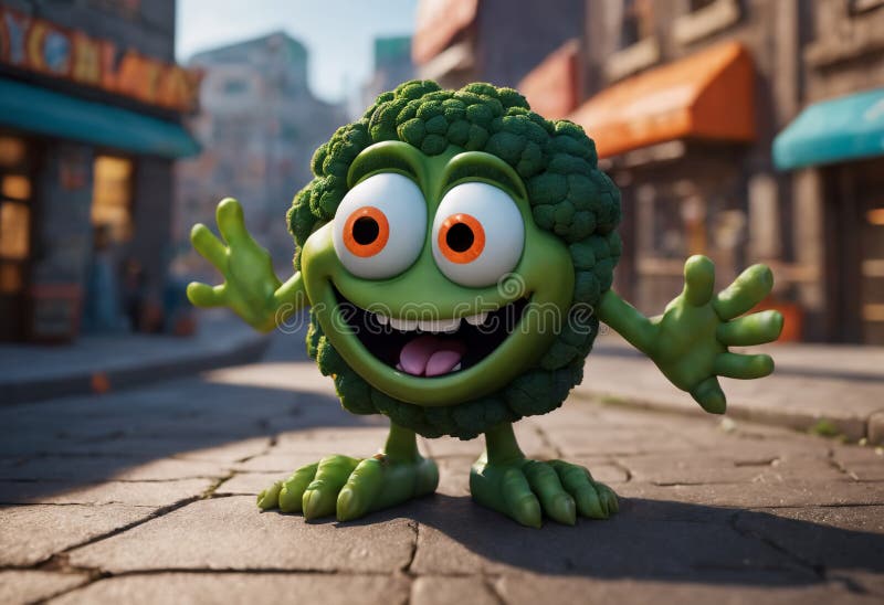 Happy Smiling Green Kale Cartoon Face. Generative AI Stock Illustration ...