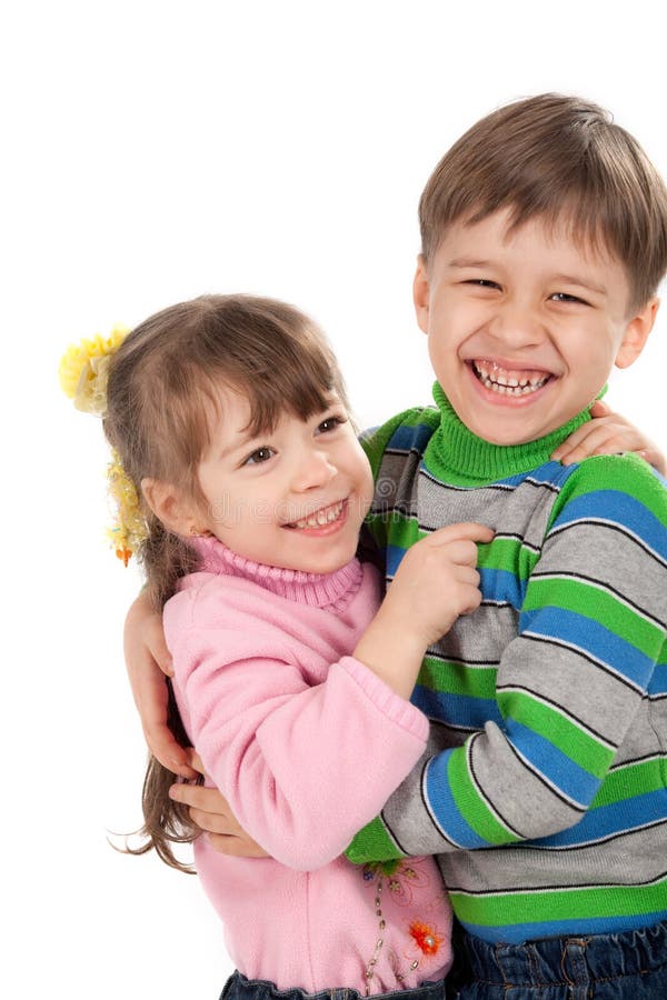 Happy smiling kids hugging stock image. Image of valentine - 13237747