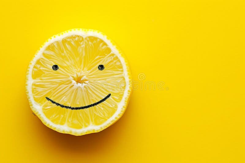 Happy Smiling Lemon on Yellow on Orange Background Stock Illustration ...