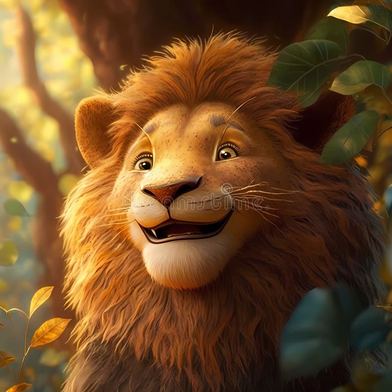 Smiling Lion Cartoon Illustration for Children S Books and Posters ...