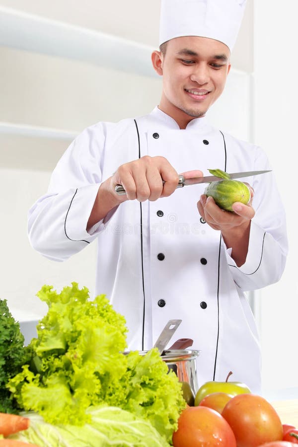 Male Chef Put Some Ingredient in the Pot Stock Image - Image of ...