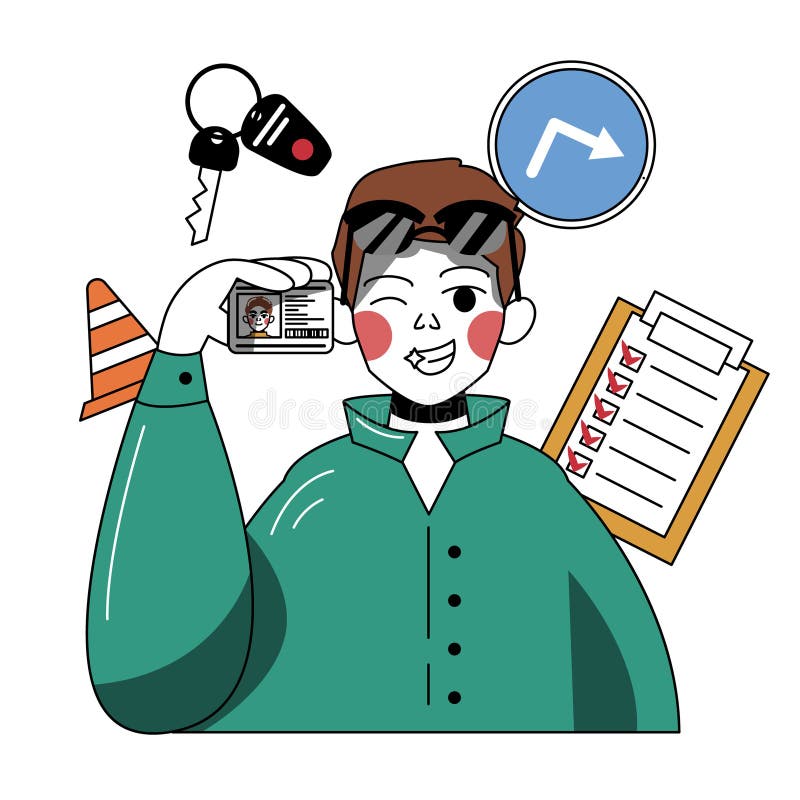 Happy Smiling Male Holding Driver License. Learning and Passing ...