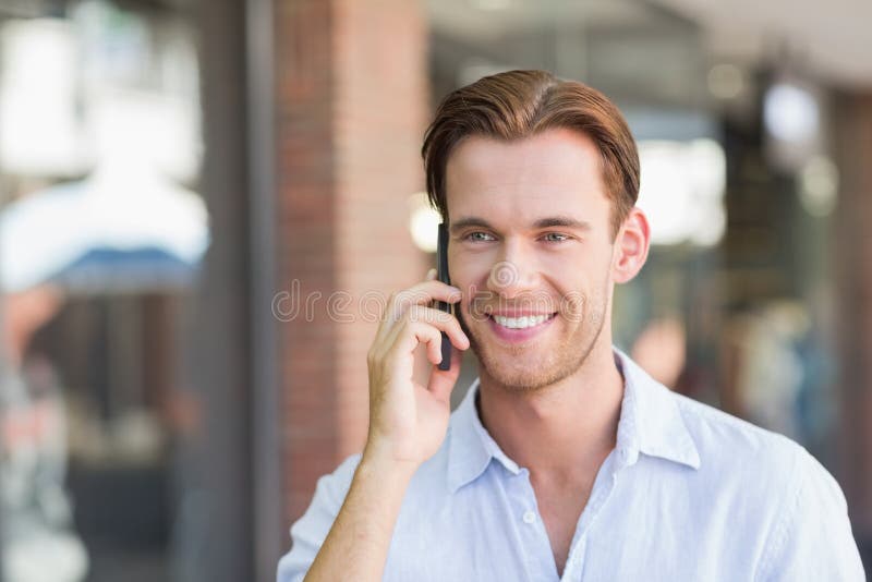 A Happy Smiling Man Calling Stock Image - Image of light, consumer ...