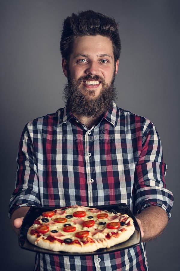 Man holding pizza stock image. Image of happy, lifestyle - 118743599