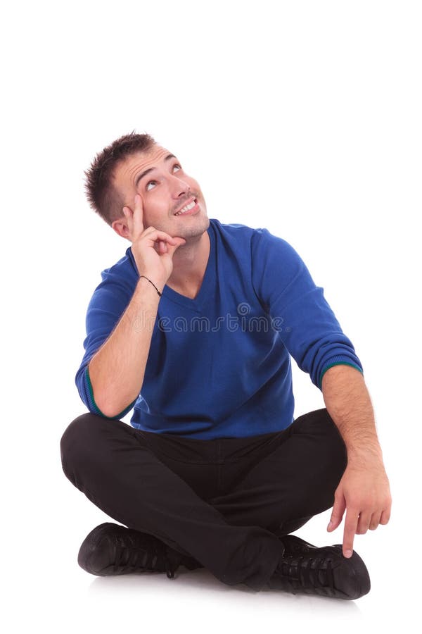 Happy Smiling Man Looking Up Stock Photo - Image of floor, casual: 28955462