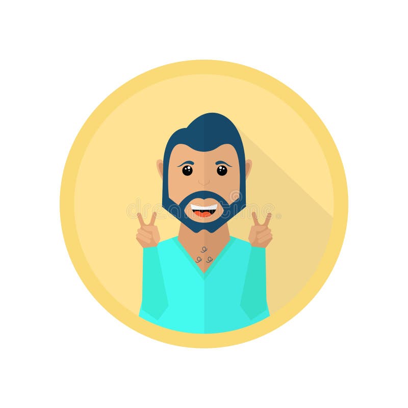 Happy Smiling Man Showing Peace Sign. Stock Vector - Illustration of ...