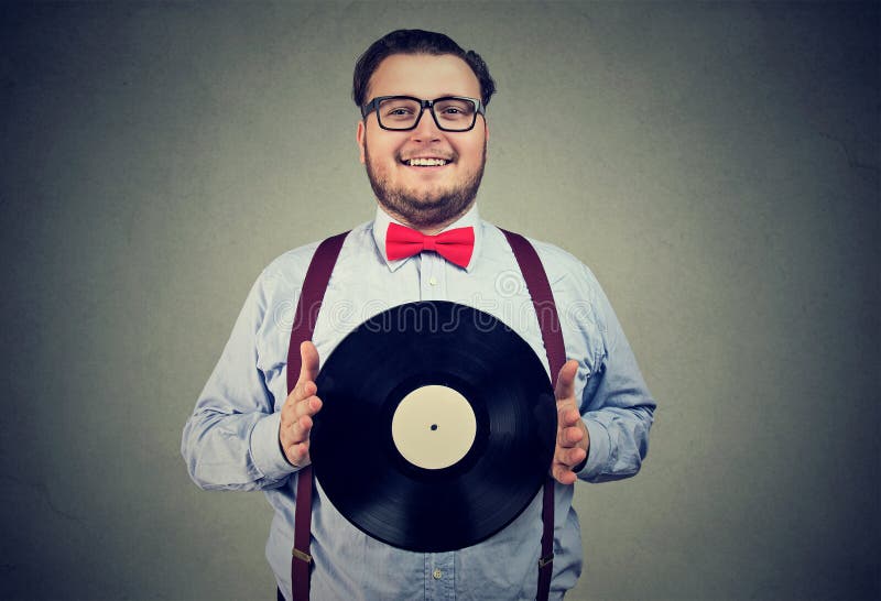 Happy Smiling Man with a Vinyl Record Stock Photo - Image of casual ...