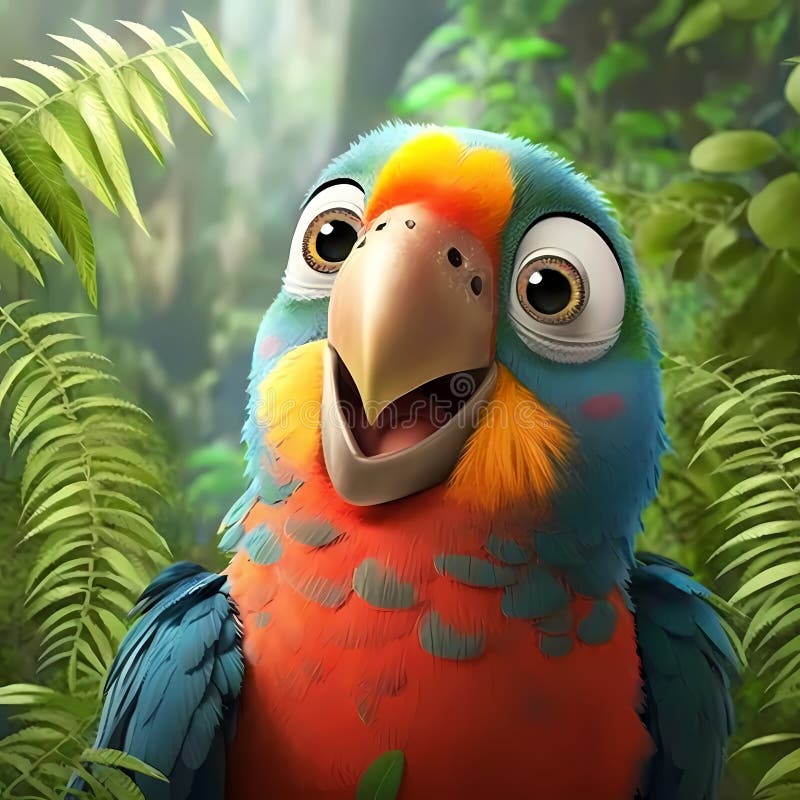 Happy Smiling Parrot at Forest. Generative AI Stock Image - Image of ...