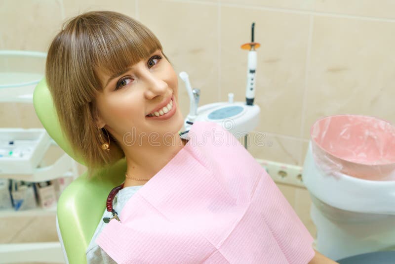 Happy Smiling Patient in the Dental Office Stock Photo - Image of ...