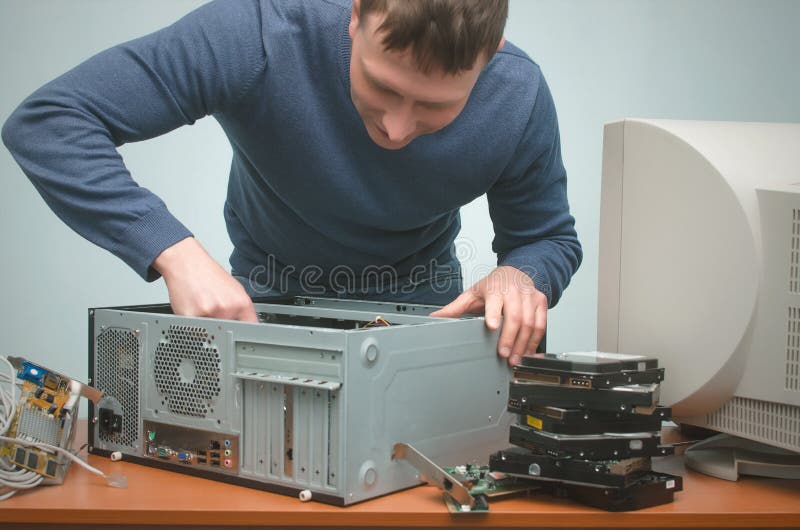 Computer Technician Specialist. PC Repairman. Stock Image - Image of ...