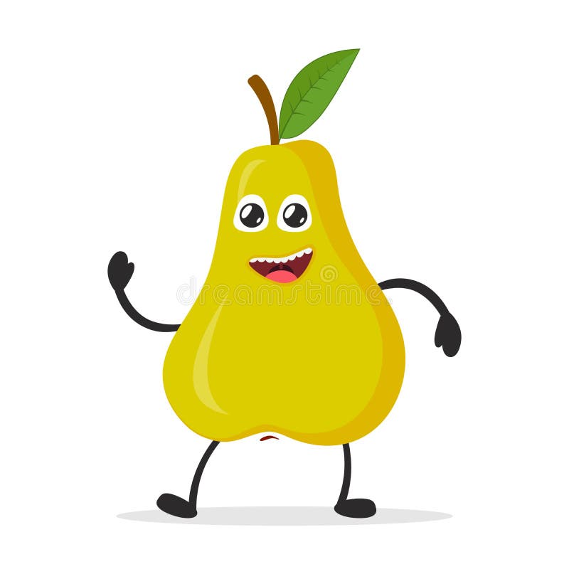 Happy Smiling Pear. Funny Fruit Concept. Flat Cartoon Character Icon ...