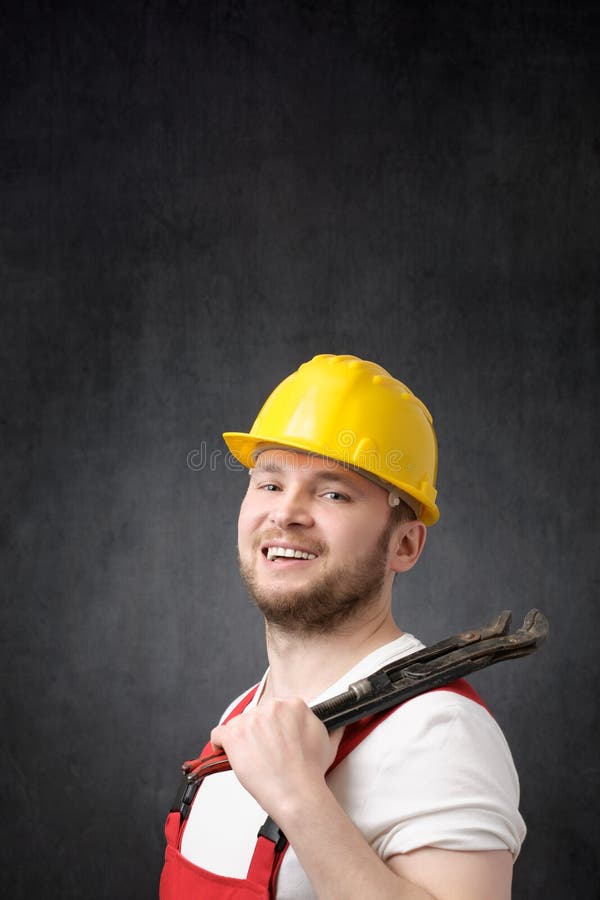Portrait of a Happy, Smiling Plumber Stock Image - Image of smile ...