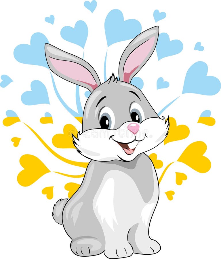 Happy Smiling Rabbit on the Background of a Tree of Love Stock Vector ...