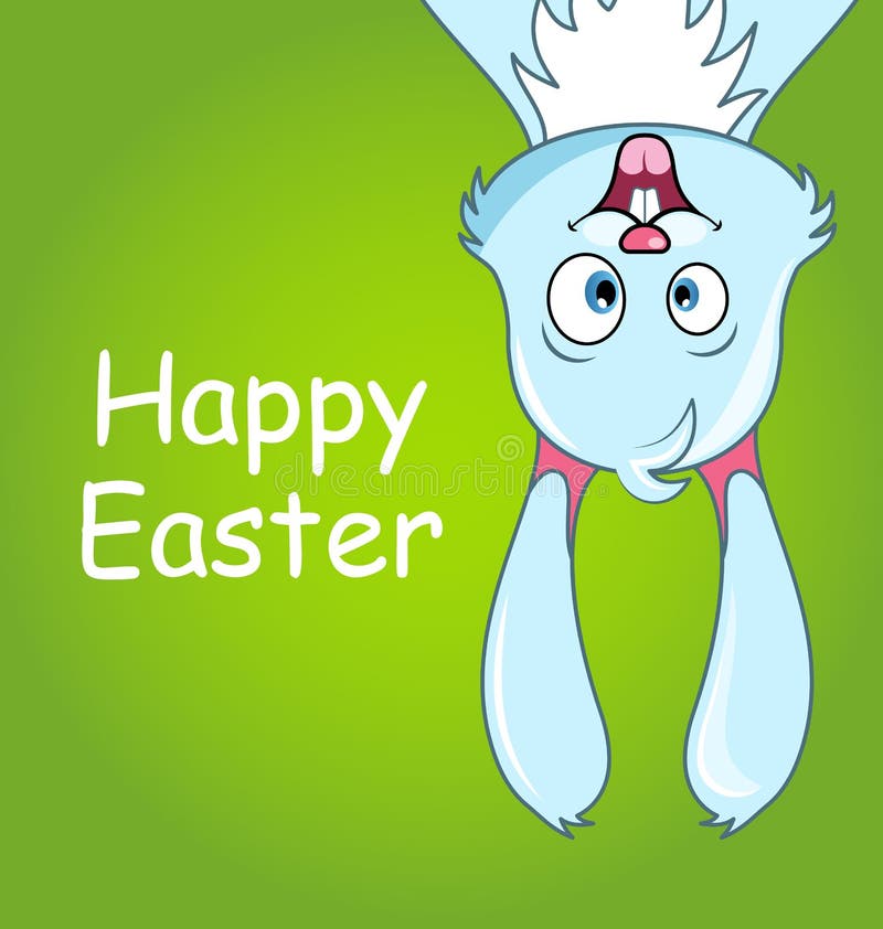 Happy Smiling Rabbit for Easter, Cute Comic Bunny, Celebration Card ...