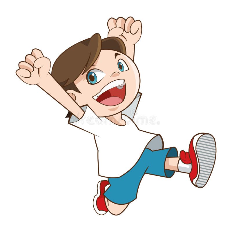 Happy Smiling Running Boy Icon Stock Illustration - Illustration of ...
