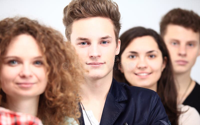Happy Smiling Students Standing in Row Stock Photo - Image of diverse ...