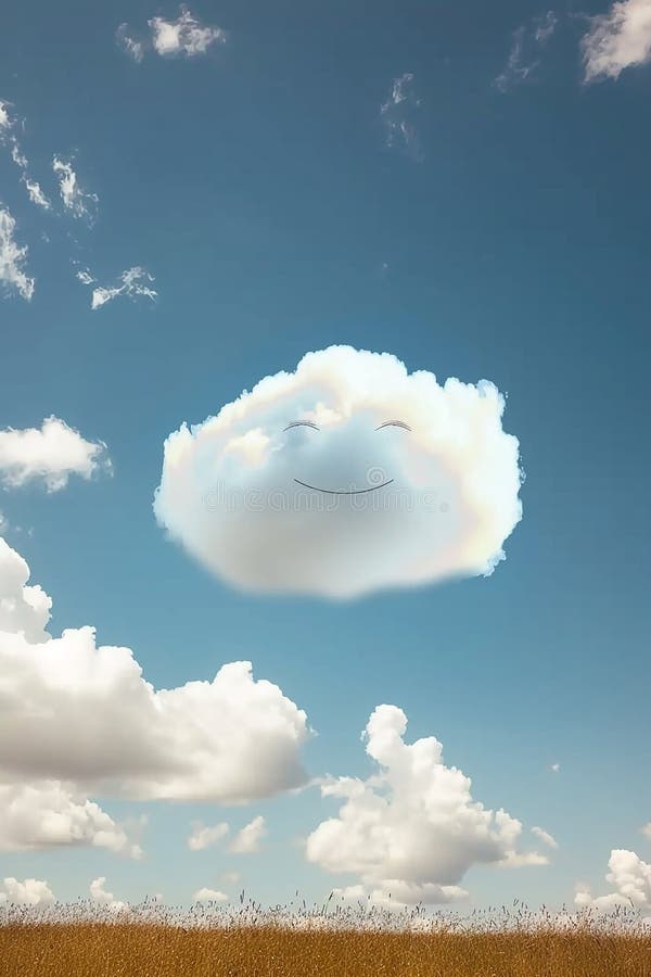 Happy, Smiling, Summer, Cloud on Blue Sky Stock Illustration ...