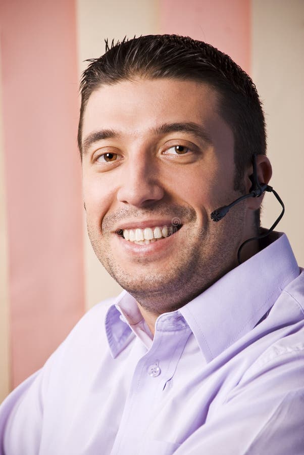 Happy Smiling Support Operator Stock Photo - Image of businessmen, face ...