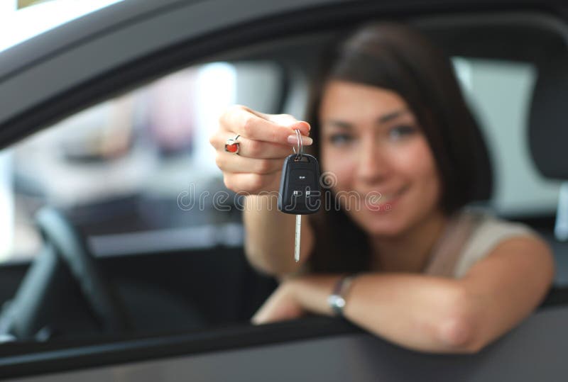 Happy Smiling Woman with Car Key Stock Photo - Image of lady, girl ...