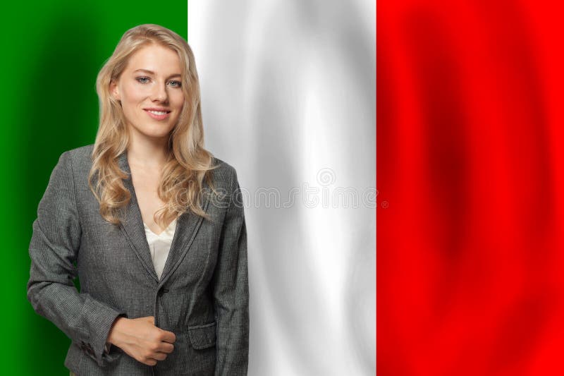 Happy Smiling Woman with Flag of Italy Stock Photo - Image of people ...
