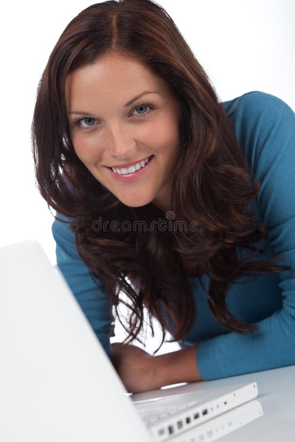 African Woman Blue: Smiling and Happy Face Stock Photo - Image of ...