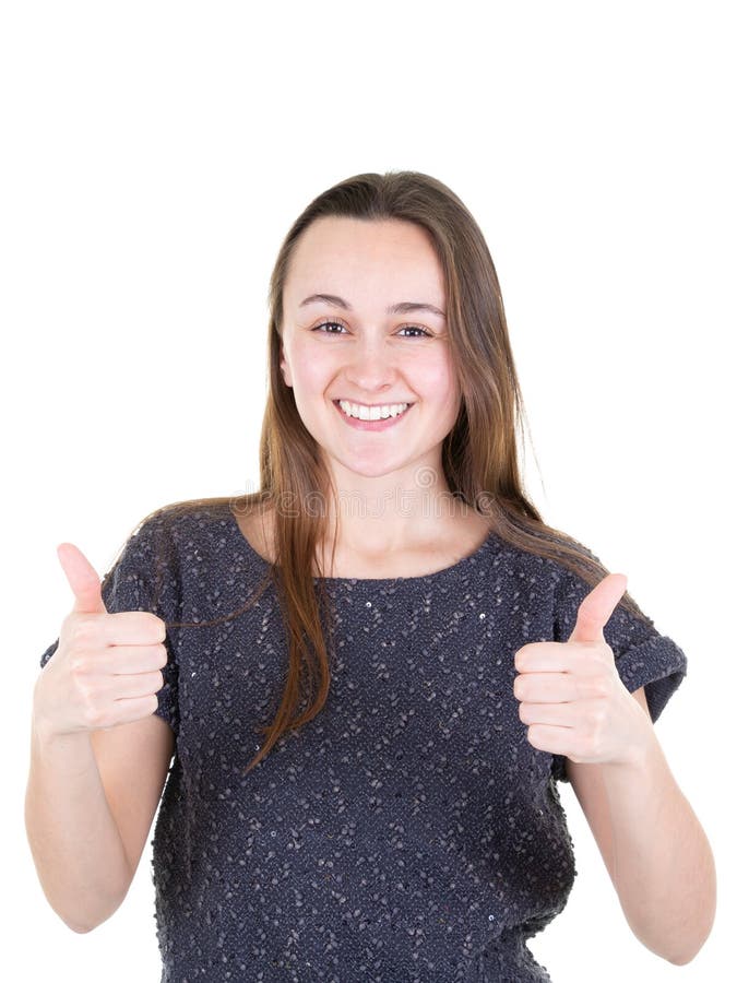 Happy Smiling Young Girl Showing Thumbs Up Stock Photo - Image of model ... Happy Smiling Young Girl Showing Thumbs Up Stock Photo - Image of model ...