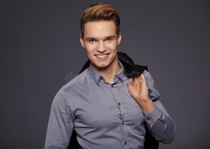 Happy Smiling Young Man Looking at Camera with Satisfaction Isol Stock ...