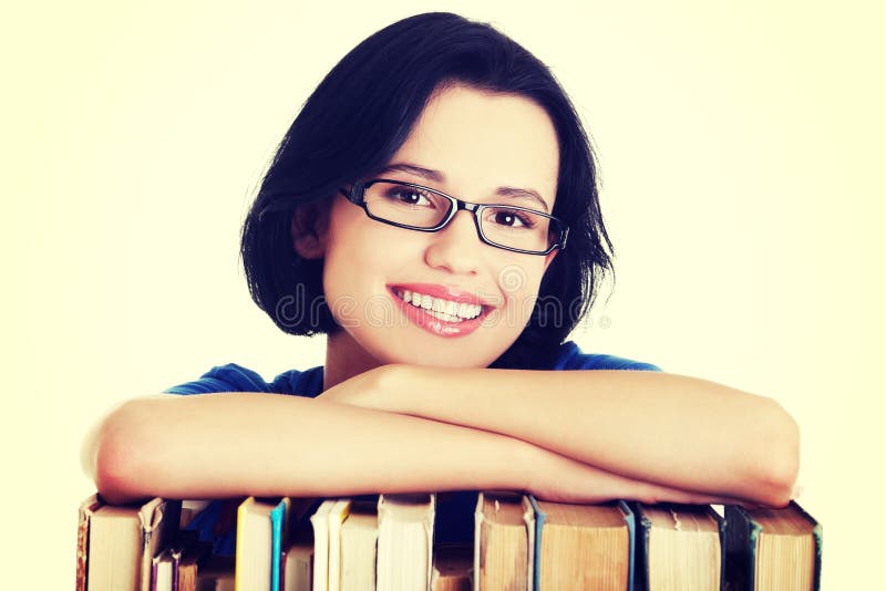 Happy Smiling Young Student Woman with Books Stock Photo - Image of ...