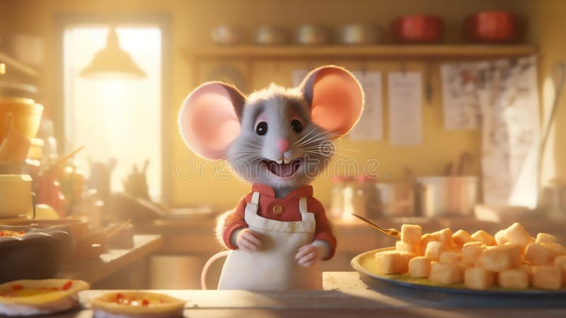 A Happy Smilling Mouse Standing Behind the Counter in Their Cottage ...