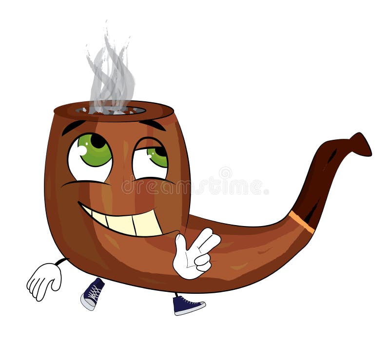 Happy smoking pipe cartoon stock illustration. Illustration of smiling ...