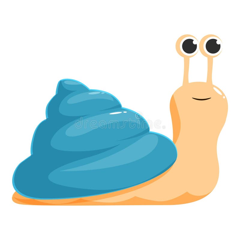 Happy Snail with Blue Shell Crawling Cartoon Illustration Stock ...