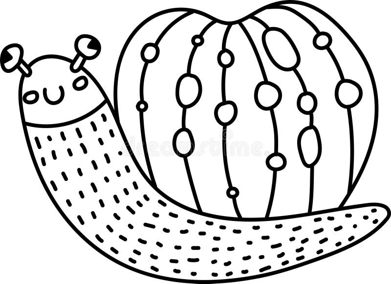 Happy Snail Doodle stock illustration. Illustration of nature - 383132475