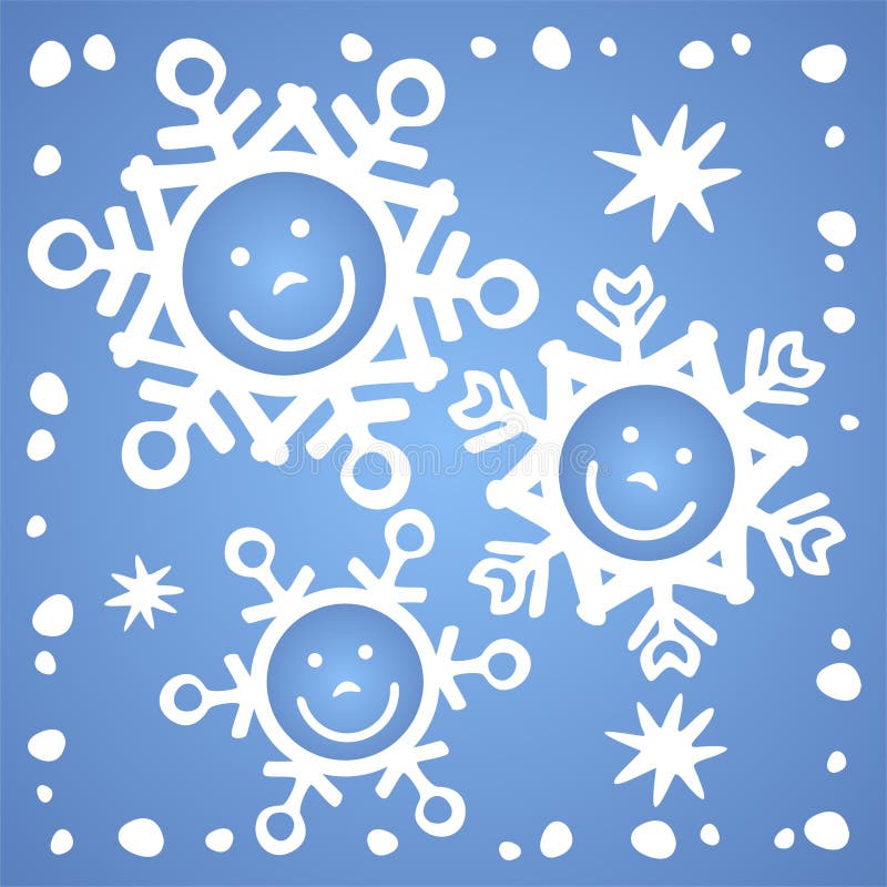 Snowflake Cartoon Smiling. Plain Blue Character Isolated Stock Vector ...