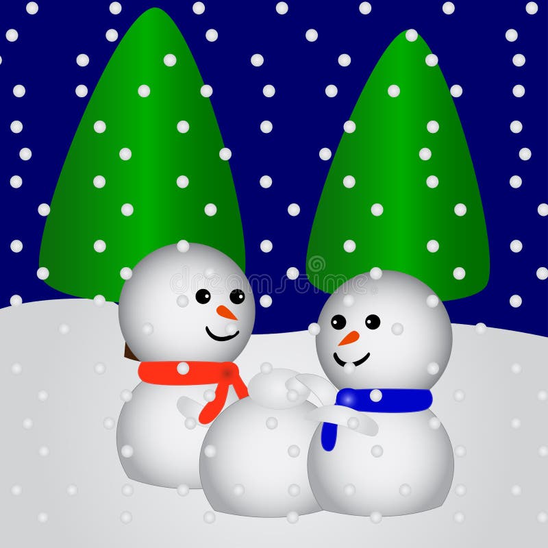 Happy Snowfriends Making A New Stock Vector - Illustration of clip ...