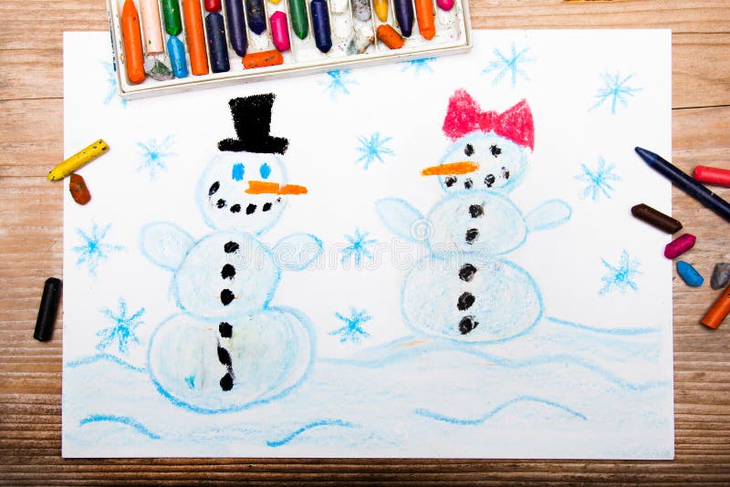 Happy snowman couple stock illustration. Illustration of christmas ...