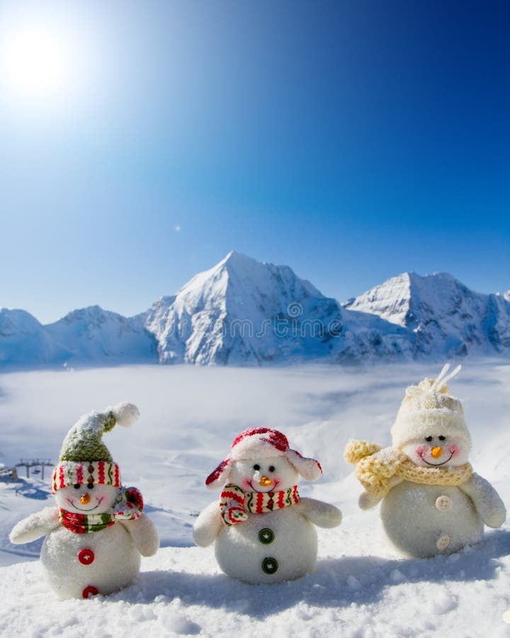 Happy snowman friends stock photo. Image of together - 27045460