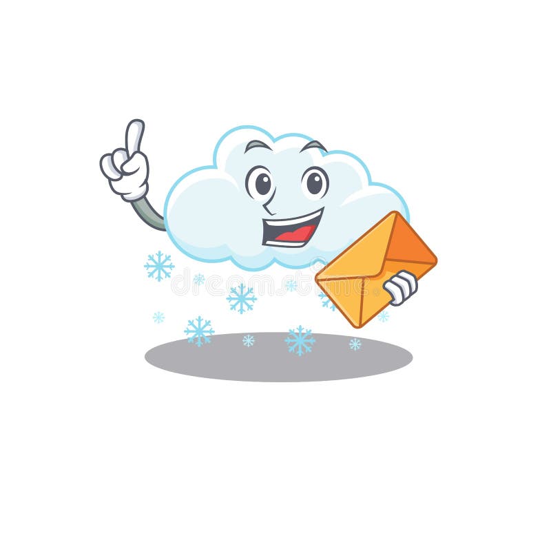 Happy Snowy Cloud Cartoon Design Concept with Two Fingers Stock Vector ...
