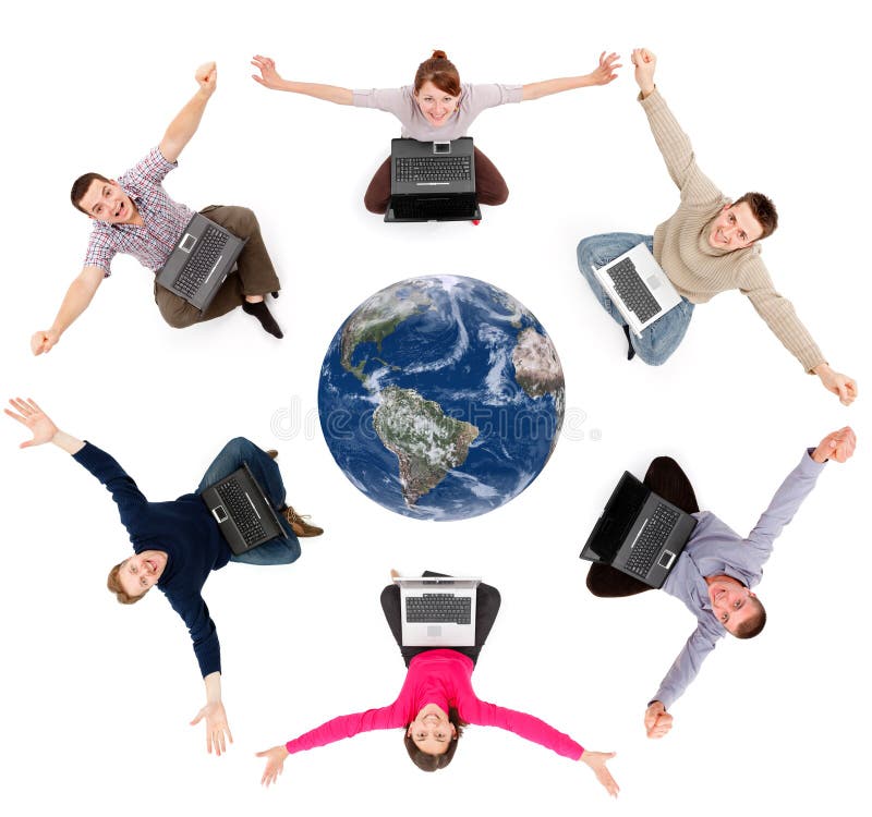 Happy Social Network Members Around the Globe Stock Photo - Image of ...