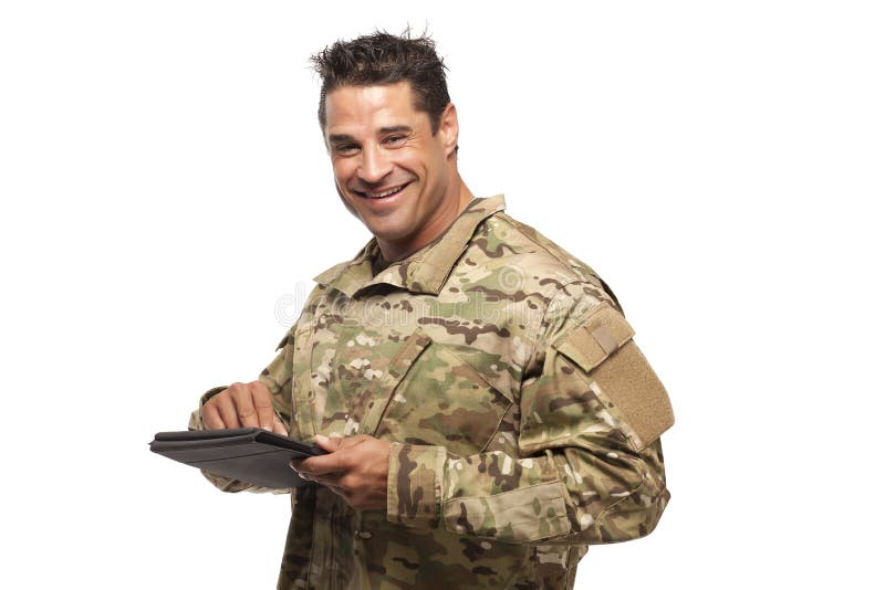 Soldier with Tablet Computer Stock Image - Image of attack, computer ...