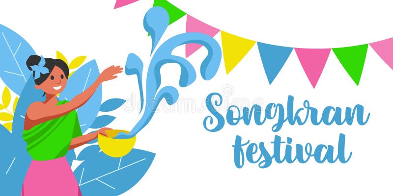 Happy Songkran Day Horizontal Banner. Vector Illustration. Stock Vector ...