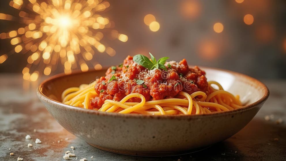 Happy Spaghetti Celebration with Copy Space Stock Illustration ...