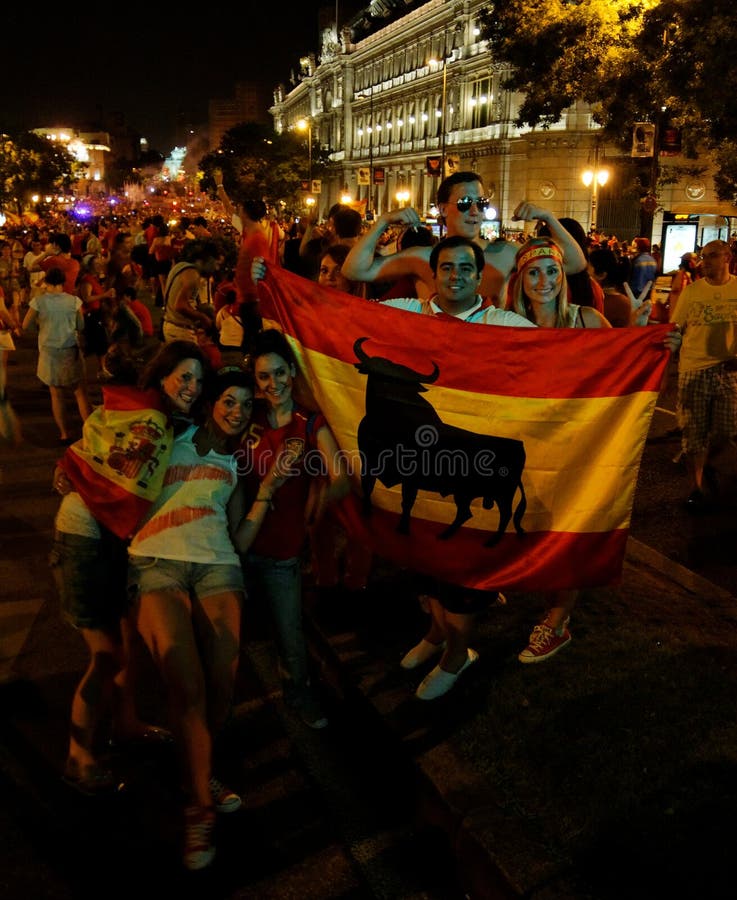 Happy Spanish fans editorial photo. Image of spain, madrid - 15111641