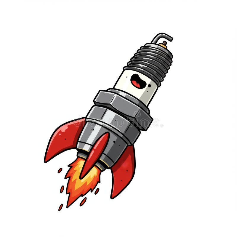 Happy Spark Plug Rocket Cartoon Illustration Stock Illustration ...