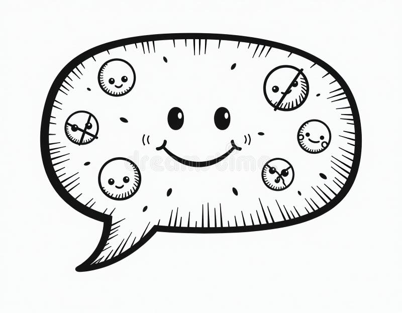 Happy Speech Bubble with Emojis Stock Illustration - Illustration of ...