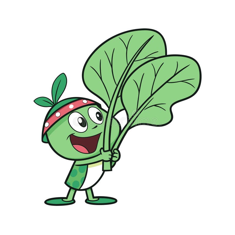 Happy Spinach Character in Cartoon Style Stock Vector - Illustration of ...